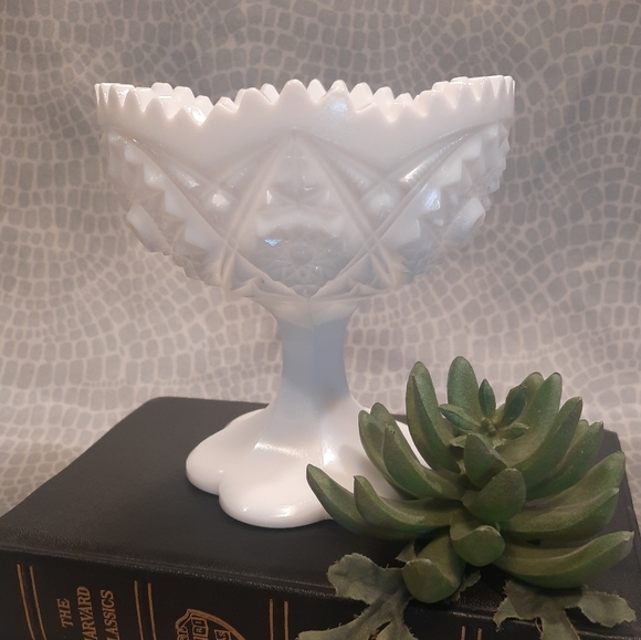 Kemple Glass | Dining | Vintage Kemple White Milk Glass Footed Compote ...